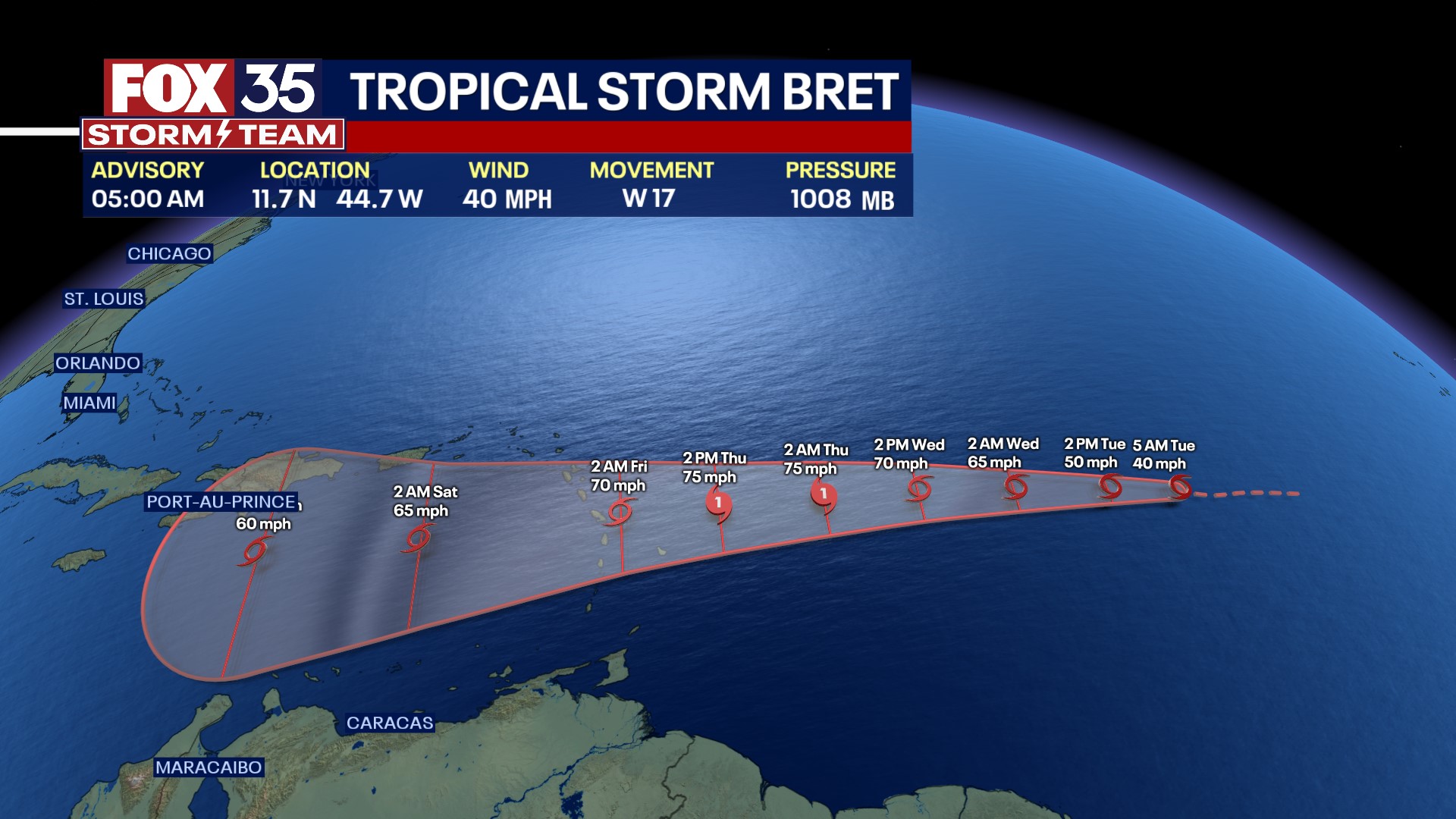 NHC: Tropical Storm Bret to become hurricane | FOX 35 Orlando