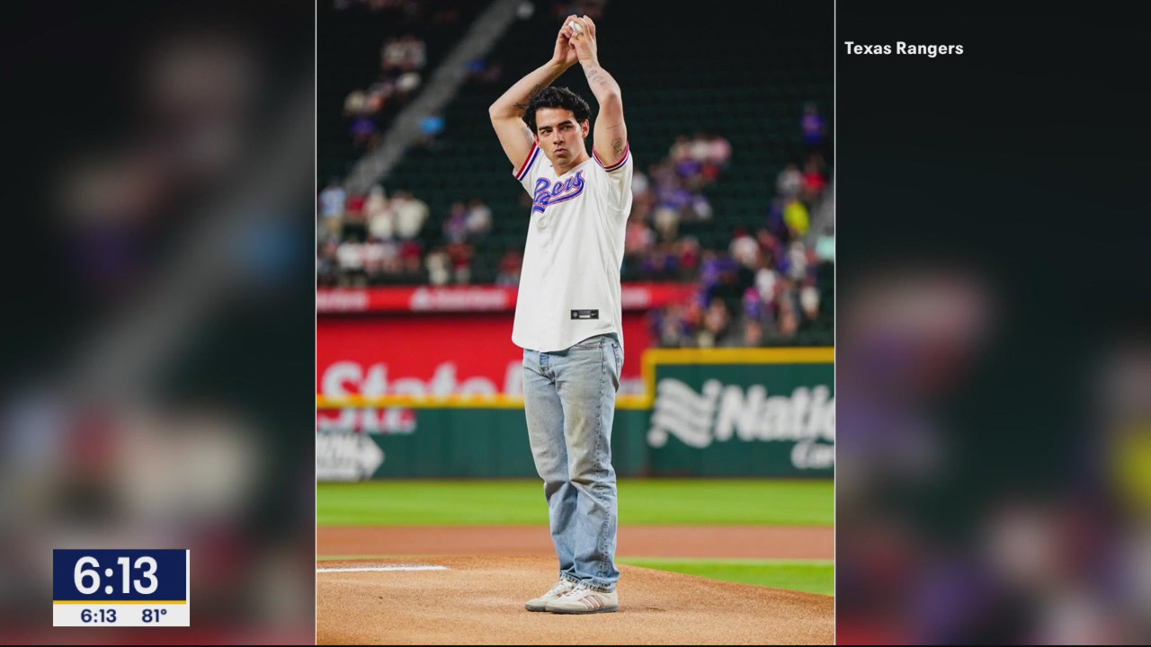 Joe Jonas throws out first pitch at Rangers game | FOX 4 Dallas-Fort Worth